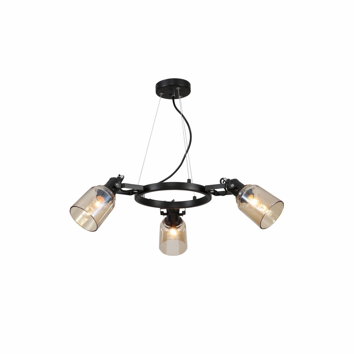 Amber Cone Glass Black Suspended Ceiling Light E27 | TEKLED
